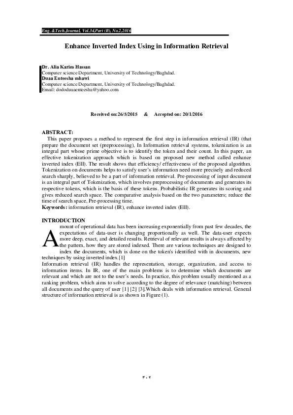 (PDF) Enhance Inverted Index Using in Information Retrieval