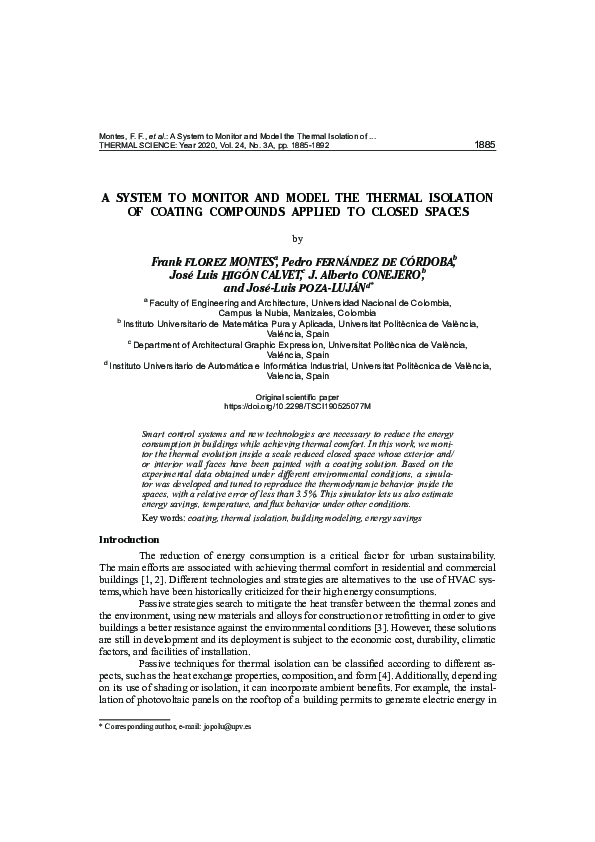 (PDF) A system to monitor and model the thermal isolation of coating ...