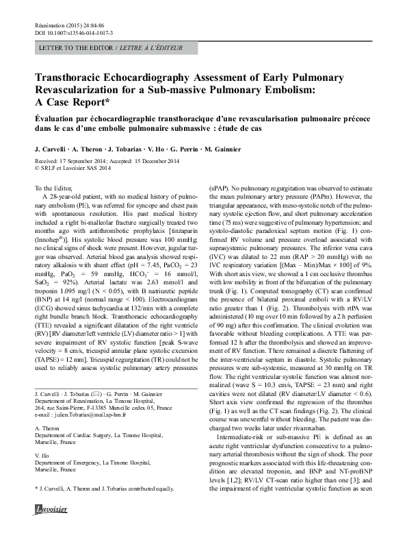 (PDF) Transthoracic echocardiography assessment of early pulmonary ...