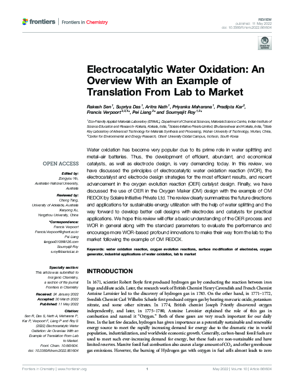 (PDF) Electrocatalytic Water Oxidation: An Overview With an Example of ...