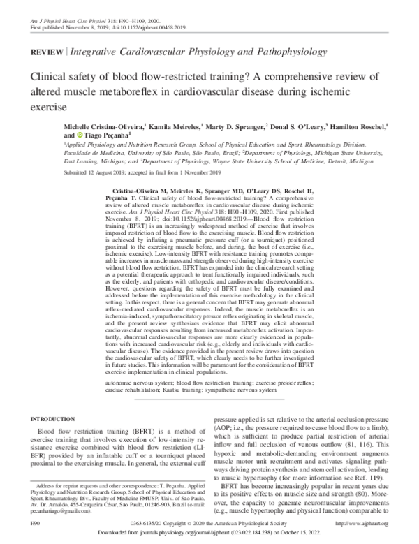 (PDF) Clinical safety of blood flow-restricted training? A ...