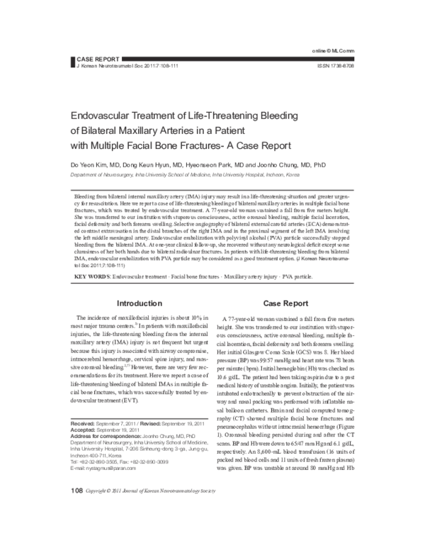 (PDF) Endovascular Treatment of Life-Threatening Bleeding of Bilateral Maxillary Arteries in a ...