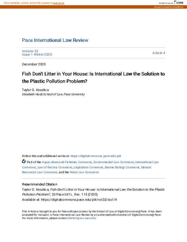 (PDF) Fish Don\u27t Litter in Your House: Is International Law the ...