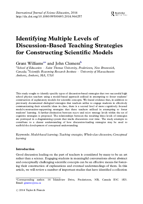 (PDF) Identifying Multiple Levels of Discussion-Based Teaching Strategies for Constructing ...
