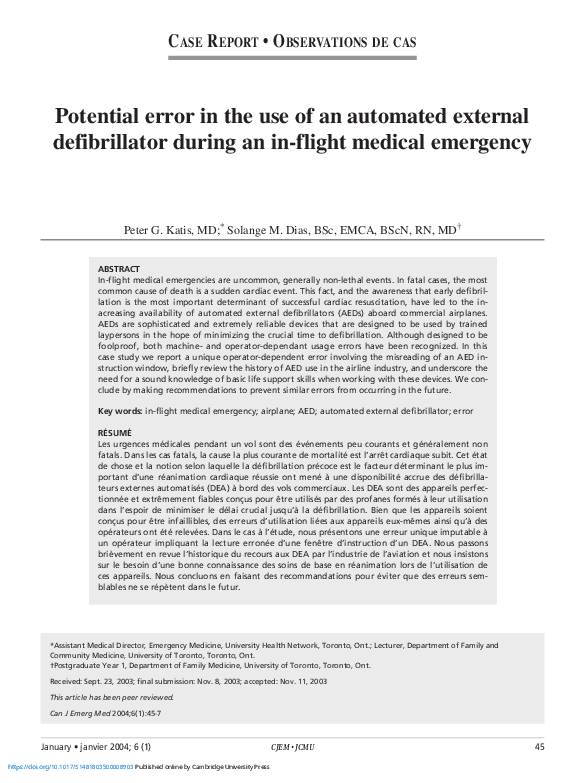 (PDF) Potential error in the use of an automated external defibrillator ...