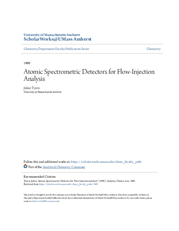 Pdf Atomic Spectrometric Detectors For Flow Injection Analysis