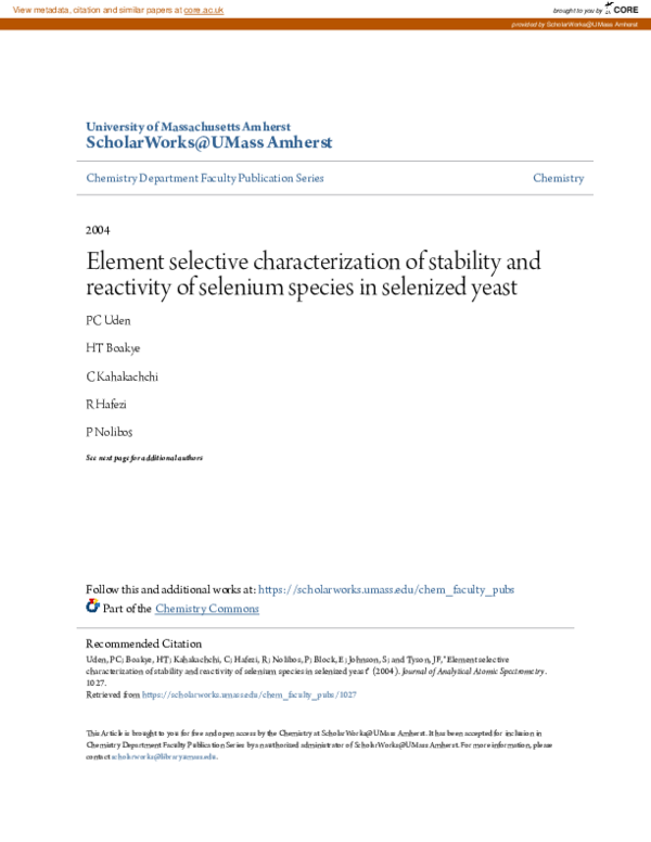 (PDF) Element selective characterization of stability and reactivity of ...