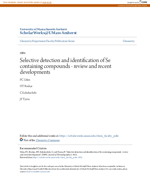 (PDF) Selective detection and identification of Se containing compounds—review and recent ...