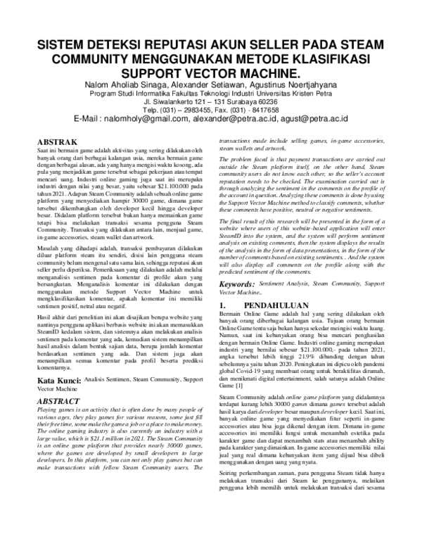 (PDF) SISTEM DETEKSI REPUTASI AKUN SELLER PADA STEAM COMMUNITY MENGGUNAKAN METODE KLASIFIKASI ...