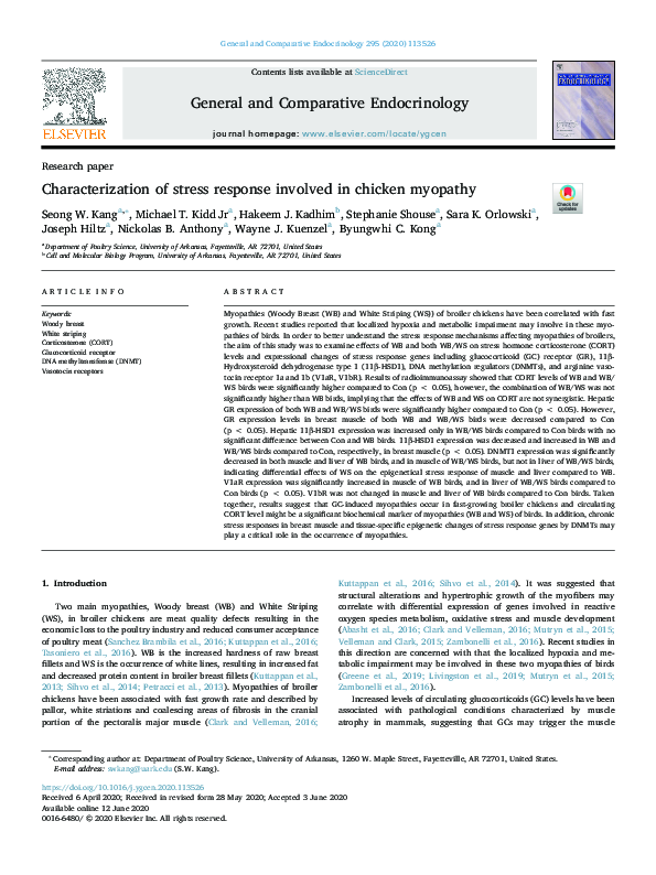 (PDF) Characterization of stress response involved in chicken myopathy