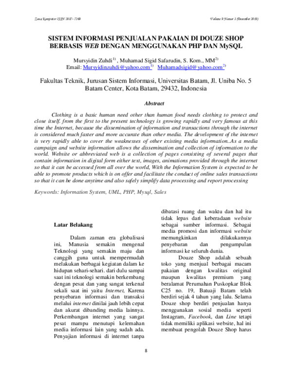 (PDF) SISTEM INFORMASI PENJUALAN PAKAIAN DI DOUZE SHOP BERBASIS WEB ...