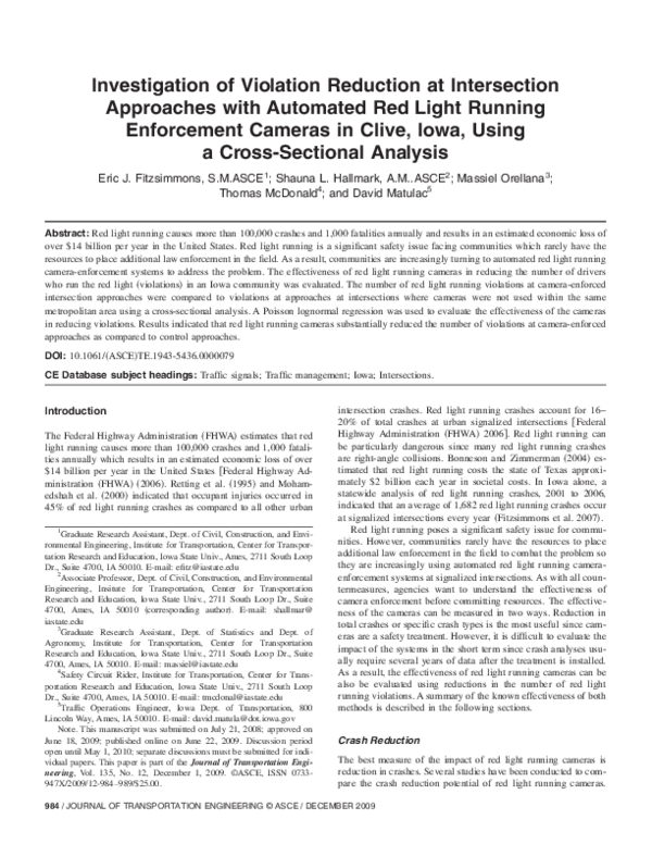 (PDF) Investigation of Violation Reduction at Intersection Approaches ...