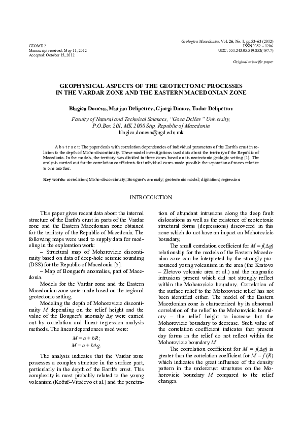 (PDF) Geophysical Aspects of the Geotectonic Processes in the Vardar ...