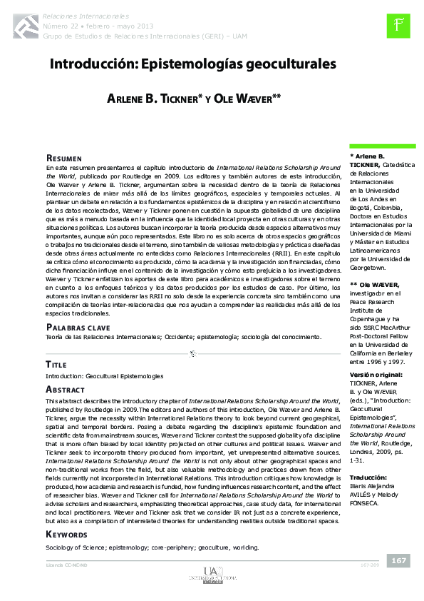 (PDF) Introducción: Epistemologías geoculturales