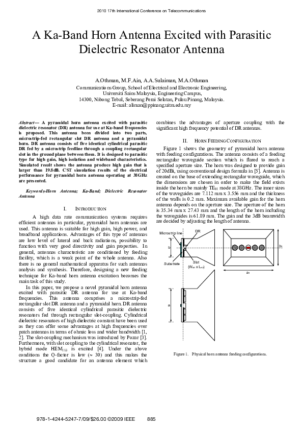 (PDF) A Ka-band horn antenna excited with parasitic dielectric ...