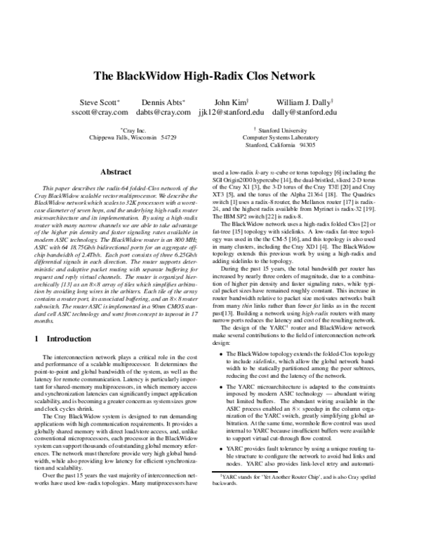 (PDF) The BlackWidow High-Radix Clos Network