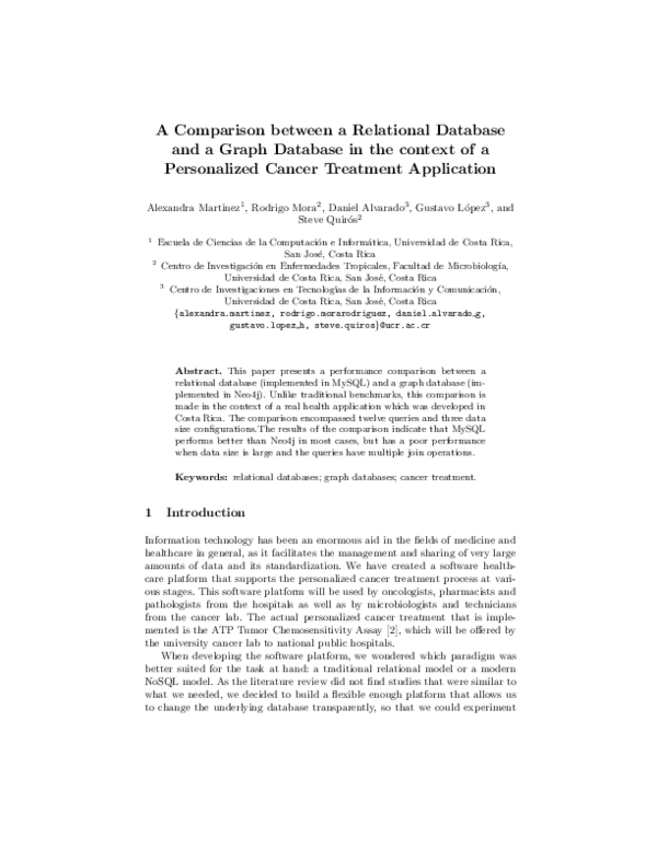 (PDF) A Comparison between a Relational Database, a Graph Database in the Context of a ...