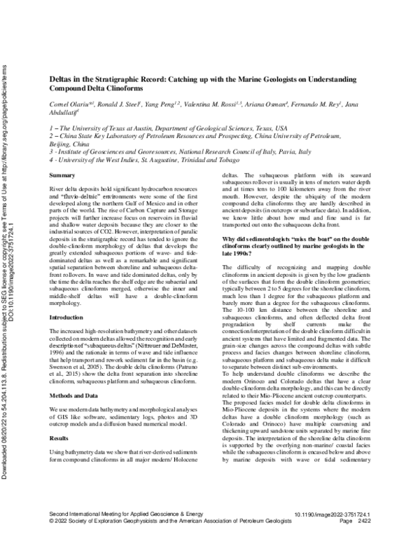 (PDF) Deltas in the stratigraphic record: Catching up with the marine ...