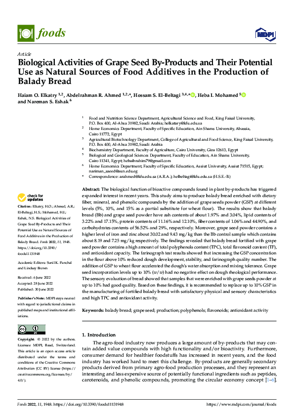 (PDF) Biological Activities of Grape Seed By-Products and Their ...