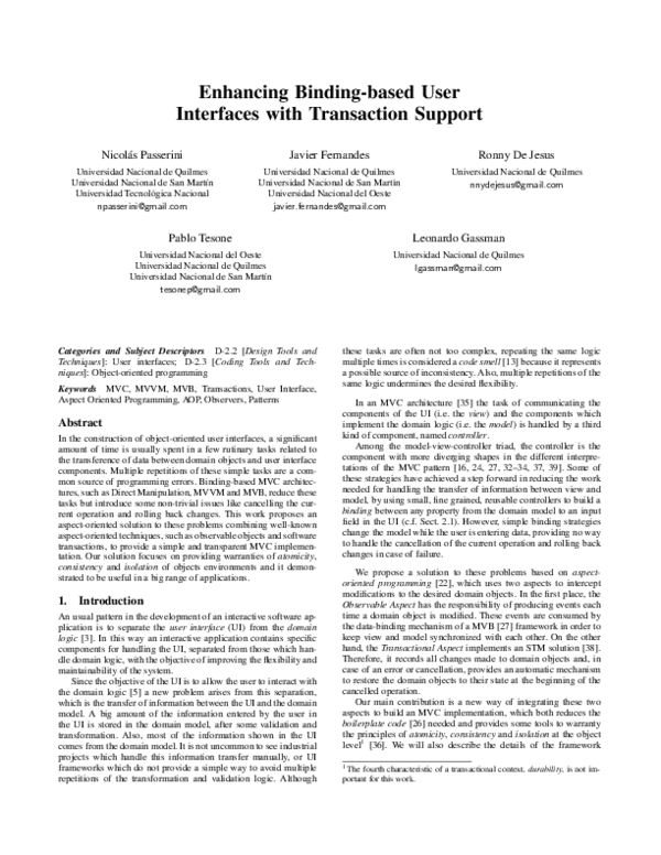 (PDF) Enhancing Binding-based User Interfaces with Transaction Support