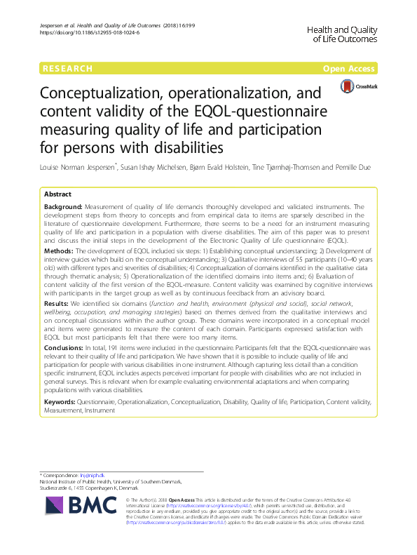 (PDF) Conceptualization, operationalization, and content validity of ...