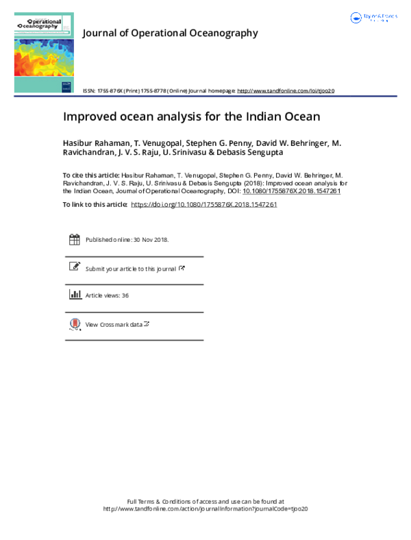 (PDF) Improved ocean analysis for the Indian Ocean | Venugopal Thandlam ...