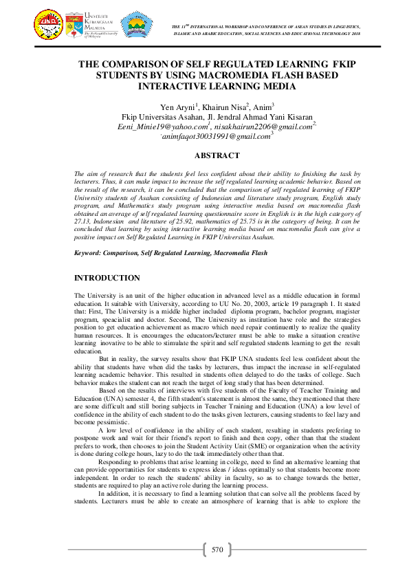 (PDF) The Comparison of Self Regulated Learning Fkip Students by Using Macromedia Flash Based ...