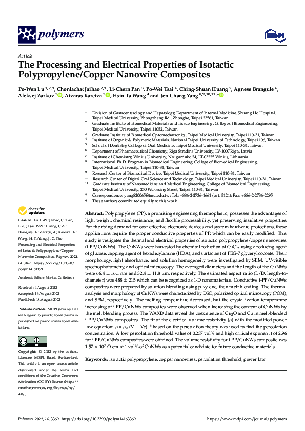 (PDF) The Processing and Electrical Properties of Isotactic ...