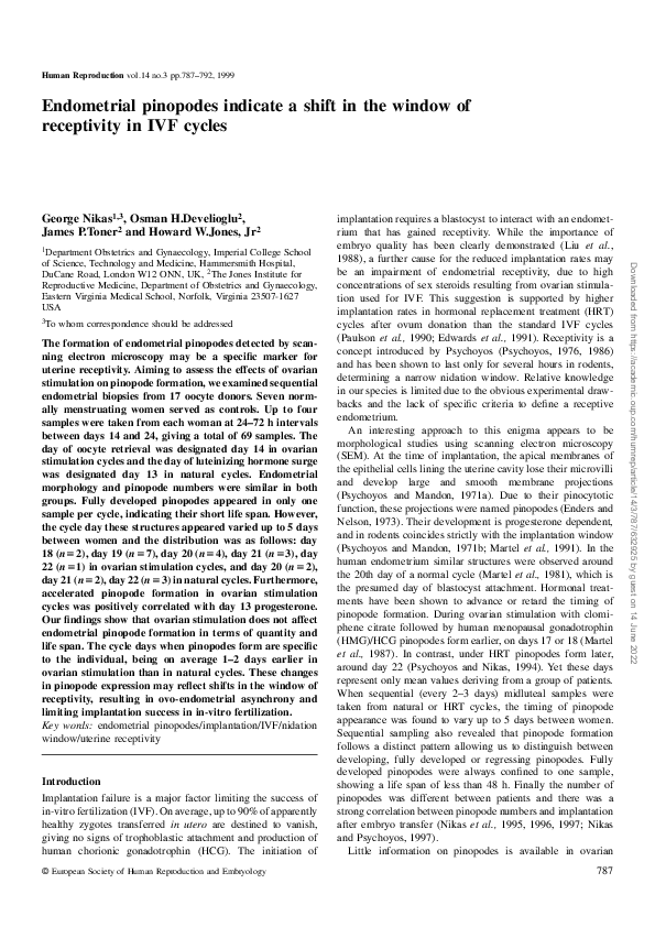 (PDF) Endometrial pinopodes indicate a shift in the window of ...