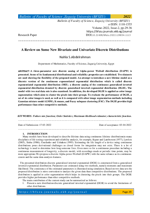 (PDF) A Review on Some New Bivariate and Univariate Discrete Distributions