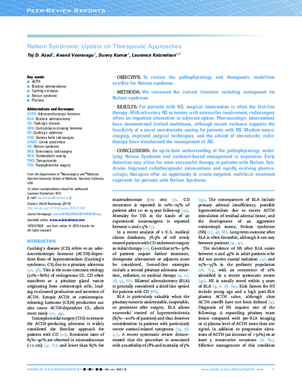(PDF) Nelson Syndrome: Update on Therapeutic Approaches