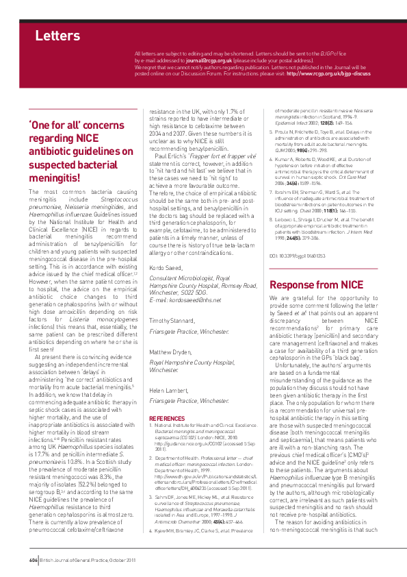 (PDF) ‘One for all’ concerns regarding NICE antibiotic guidelines on ...