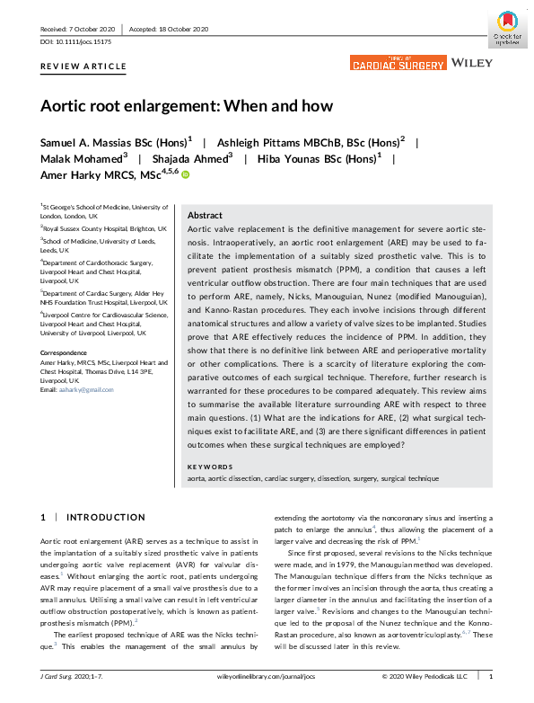 (PDF) Aortic root enlargement: When and how