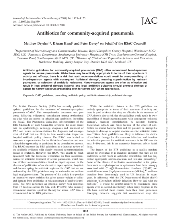 (PDF) Antibiotics for community-acquired pneumonia