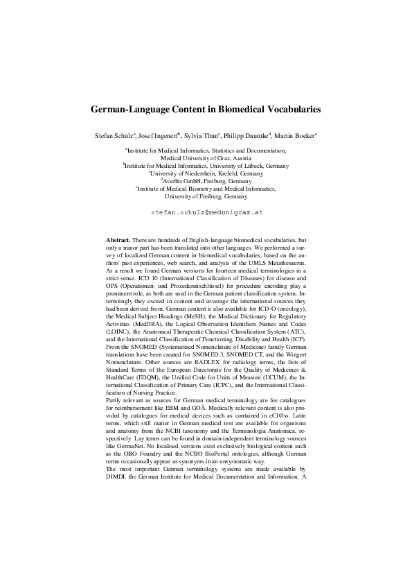 (PDF) German-Language Content in Biomedical Vocabularies