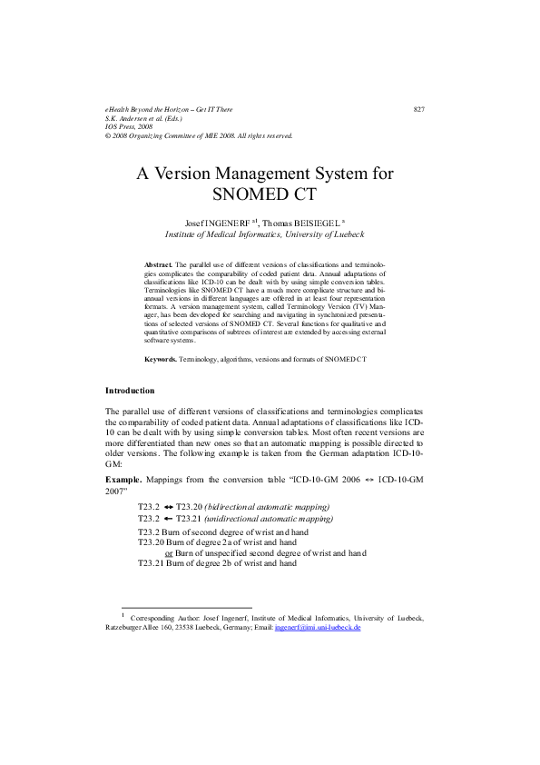 (PDF) A version management system for SNOMED CT