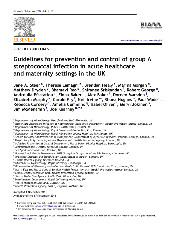 (PDF) Guidelines for prevention and control of group A streptococcal ...