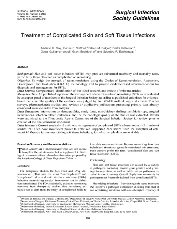 (PDF) Treatment of Complicated Skin and Soft Tissue Infections