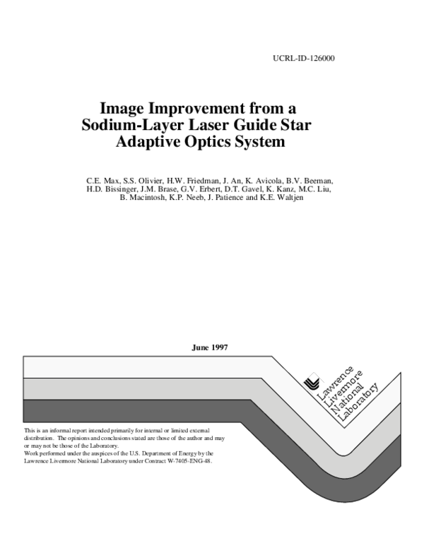 (PDF) Image Improvement from a Sodium-Layer Laser Guide Star Adaptive Optics System