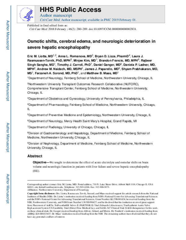 (PDF) Osmotic Shifts, Cerebral Edema, and Neurologic Deterioration in ...