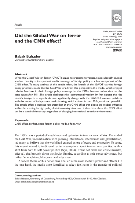 (PDF) Did the Global War on Terror end the CNN effect?