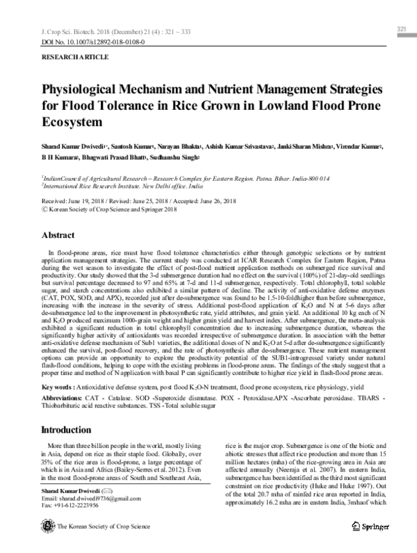 (PDF) Physiological Mechanism and Nutrient Management Strategies for Flood Tolerance in Rice ...