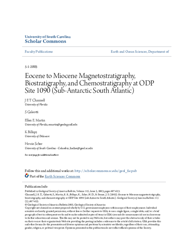 (PDF) Eocene to Miocene magnetostratigraphy, biostratigraphy, and ...