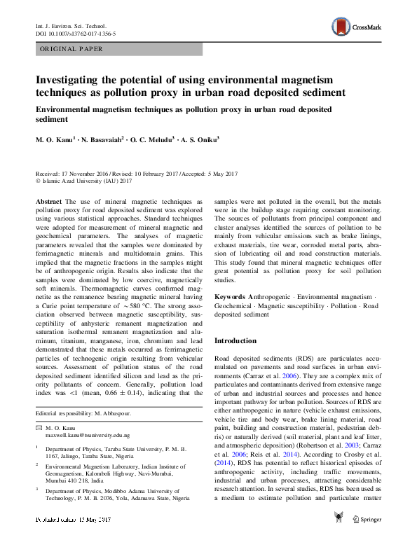 (PDF) Investigating the potential of using environmental magnetism ...