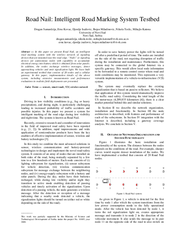 Road Nail: Intelligent road marking system testbed