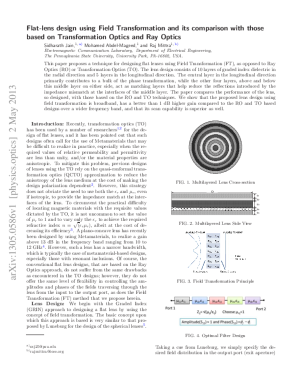 (PDF) Flat-Lens Design Using Field Transformation and Its Comparison ...
