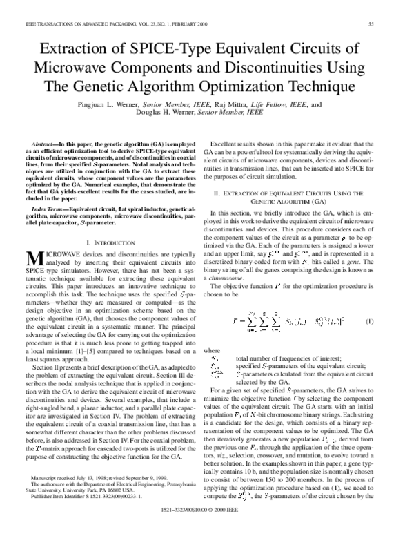 Pdf Extraction Of Spice Type Equivalent Circuits Of Microwave