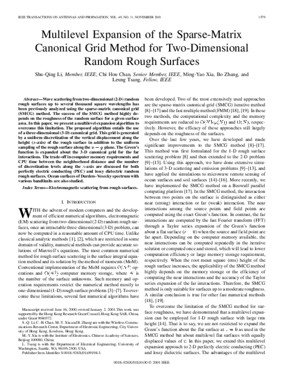(PDF) Multilevel expansion of the sparse-matrix canonical grid method for two-dimensional random ...