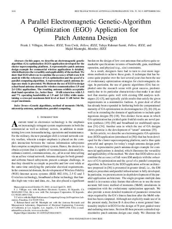 Pdf A Parallel Electromagnetic Genetic Algorithm Optimization Ego
