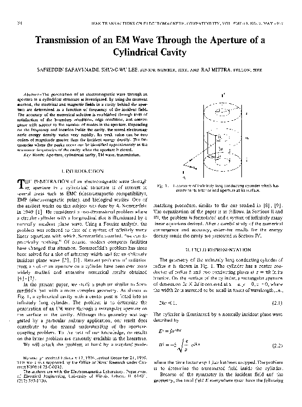 (PDF) Transmission of an EM Wave Through the Aperture of a Cylindrical ...